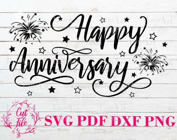 Happy Anniversary Svg Printable Vector Typography Overlay - Etsy Israel