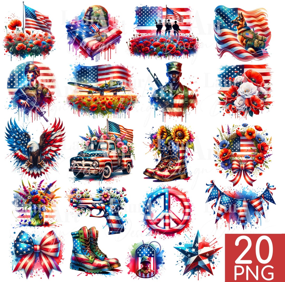 Memorial Day PNG Patriotic Clipart American Flag US Army Veteran Air ...