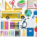 Back to School Clipart Set SVG Supplies Office Stationery Crayons ...