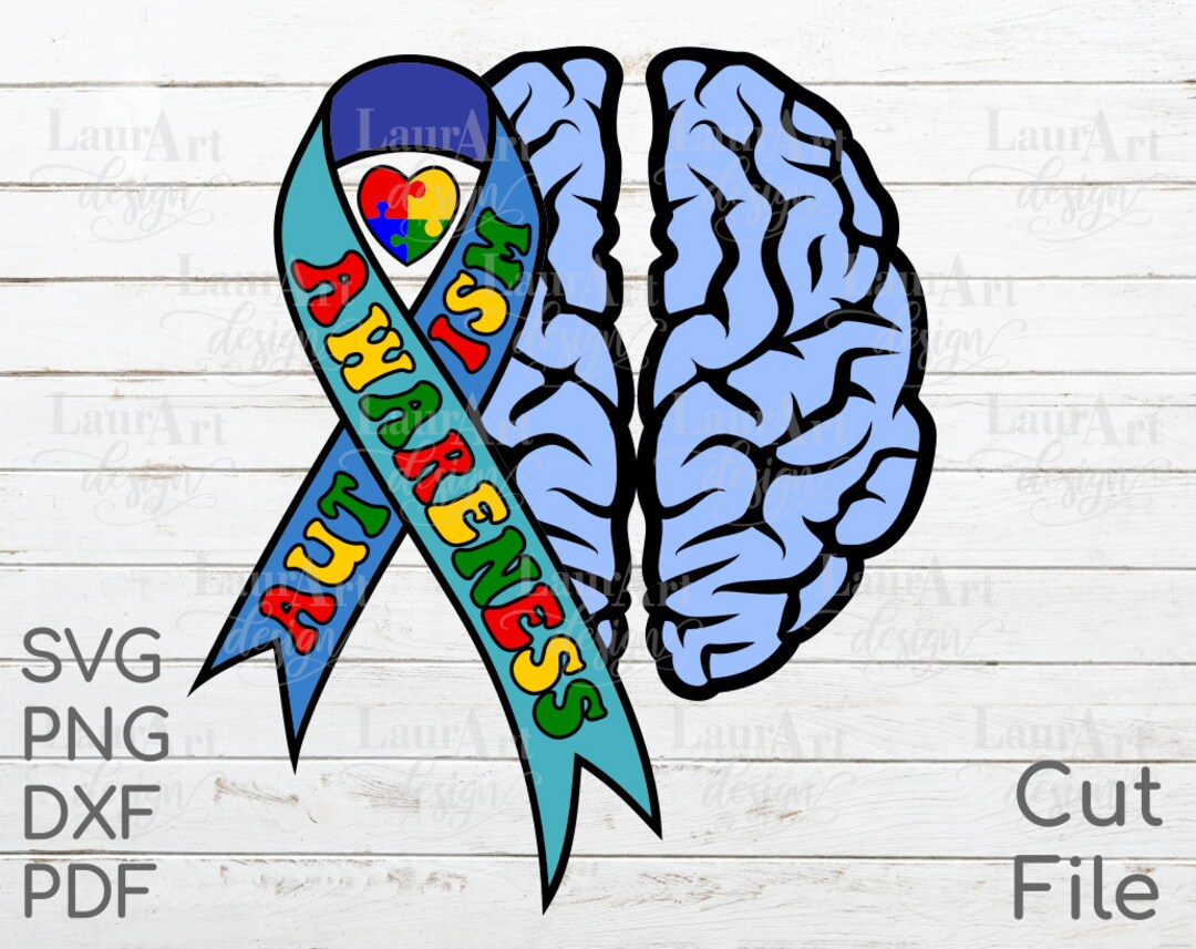 Autism Awareness Month SVG Brain With Ribbon Poster - Etsy