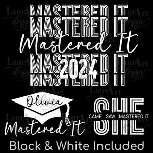 Mastered It SVG Personalized Name in Cap 2024 Graduation Retro Font ...