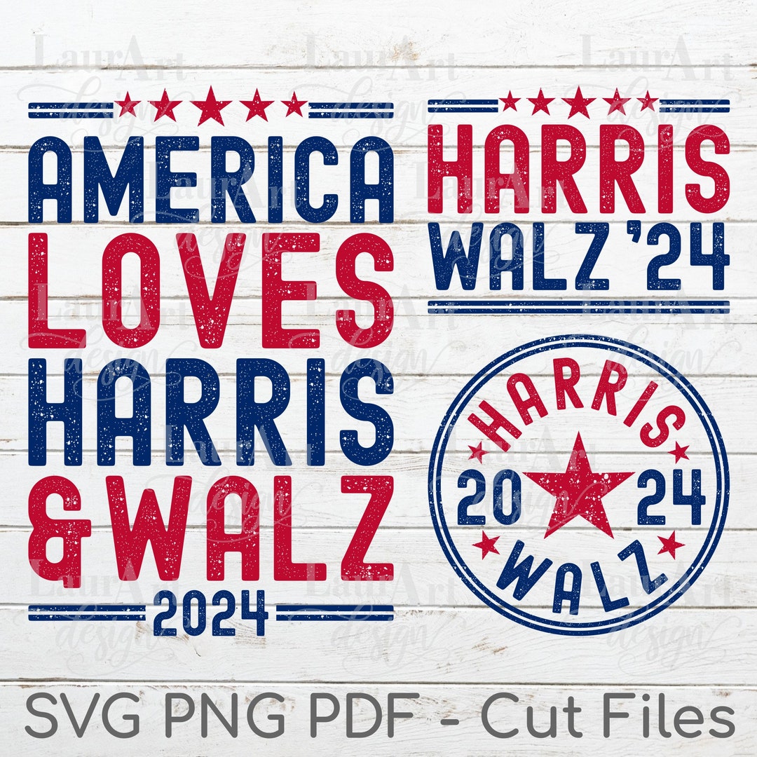 Harris Walz 2024 SVG Kamala Harris Tim Walz T-shirt PNG Grunge Text ...