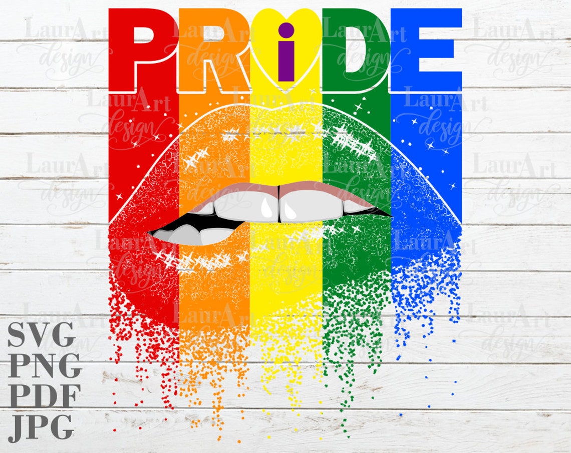 Pride Svg Dripping Lips Rainbow Flag Lgbtq Heart File For Etsy