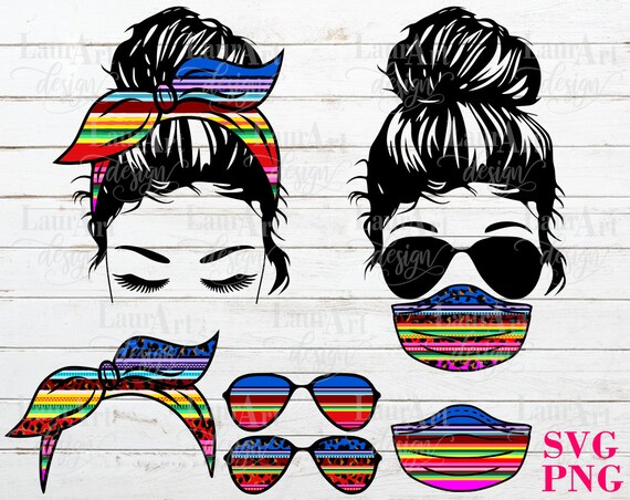 Girl Face Messy Bun Serape SVG Zerape Vector Cut File - Etsy