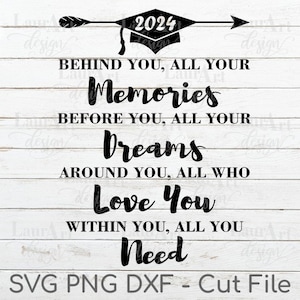 Behind You All Your Memories SVG 2024 Graduation Quote File for Shirt, Mug, Poster, Card Grad ...