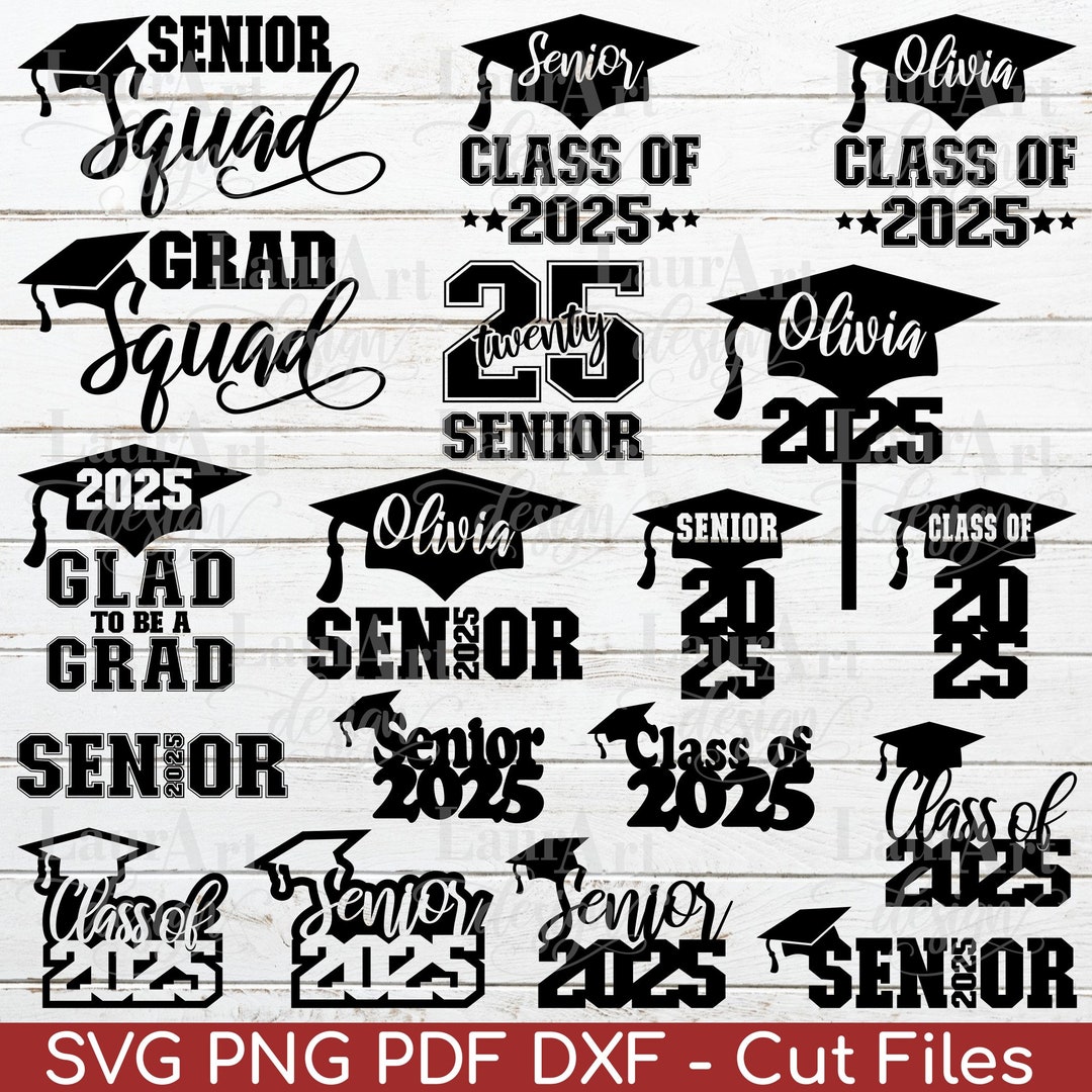 Custom Senior 2025 SVG Class of 2025 Name in Cap - Grad Squad - 25 ...