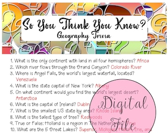 Random Trivia #1//fun Quiz//printable Trivia//random Trivia - Etsy UK