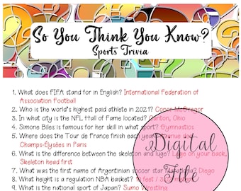Random Trivia #2//fun Quiz//printable Trivia//random Trivia - Etsy