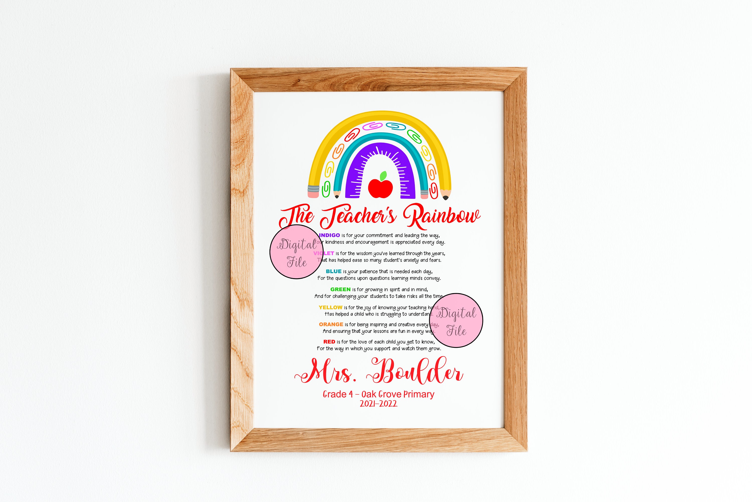 Teacher Poem//rainbow//teacher Appreciation//thank You//teacher - Etsy