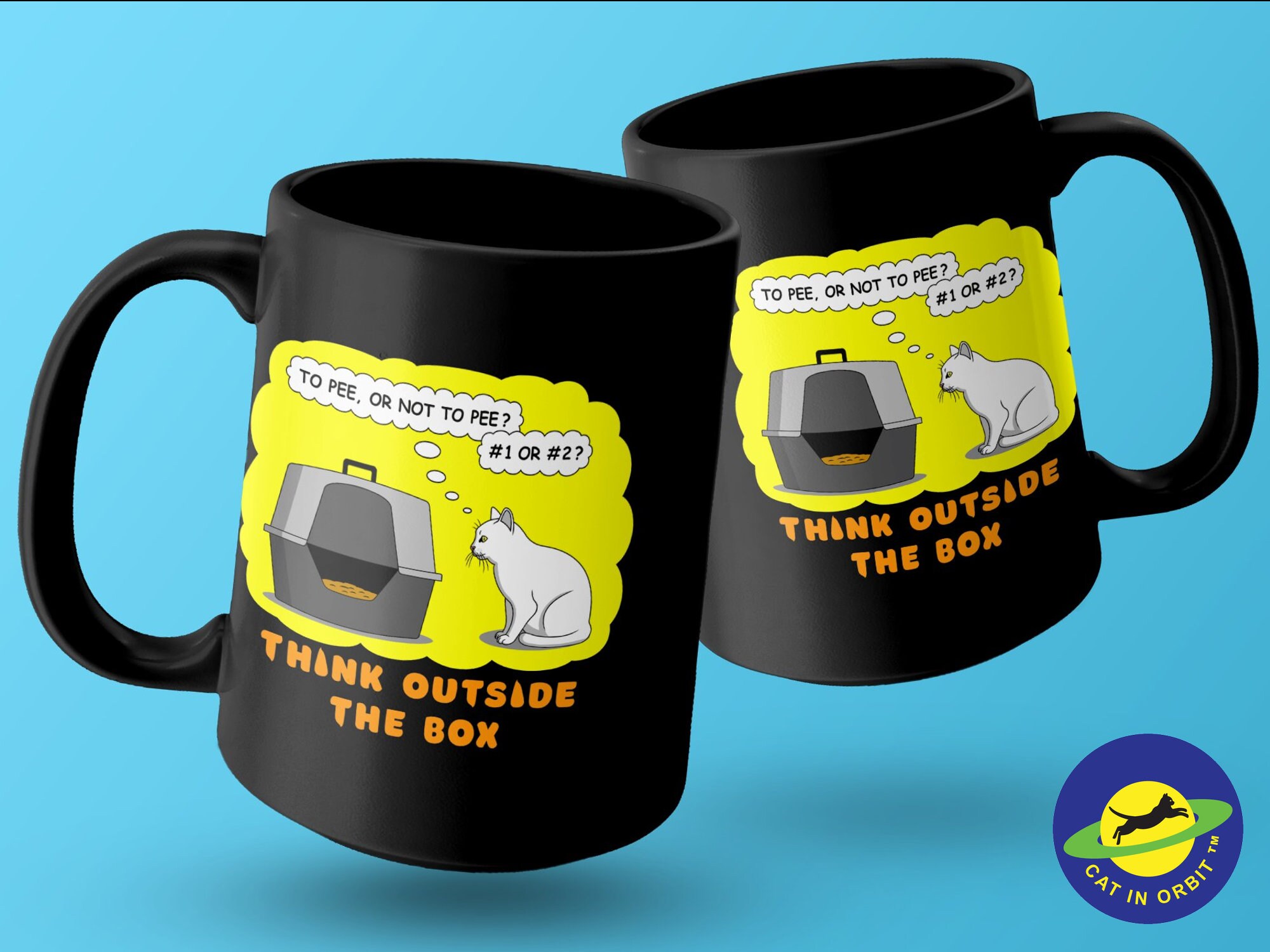 Think Outside the Box Funny Cat Mug With Cat and Litterbox, Geeky ...