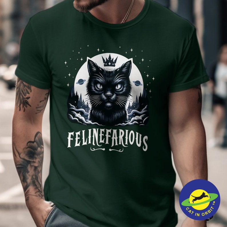Felinefarious, a Nefarious and Evil Black Cat, Funny Graphic T-shirt - Etsy