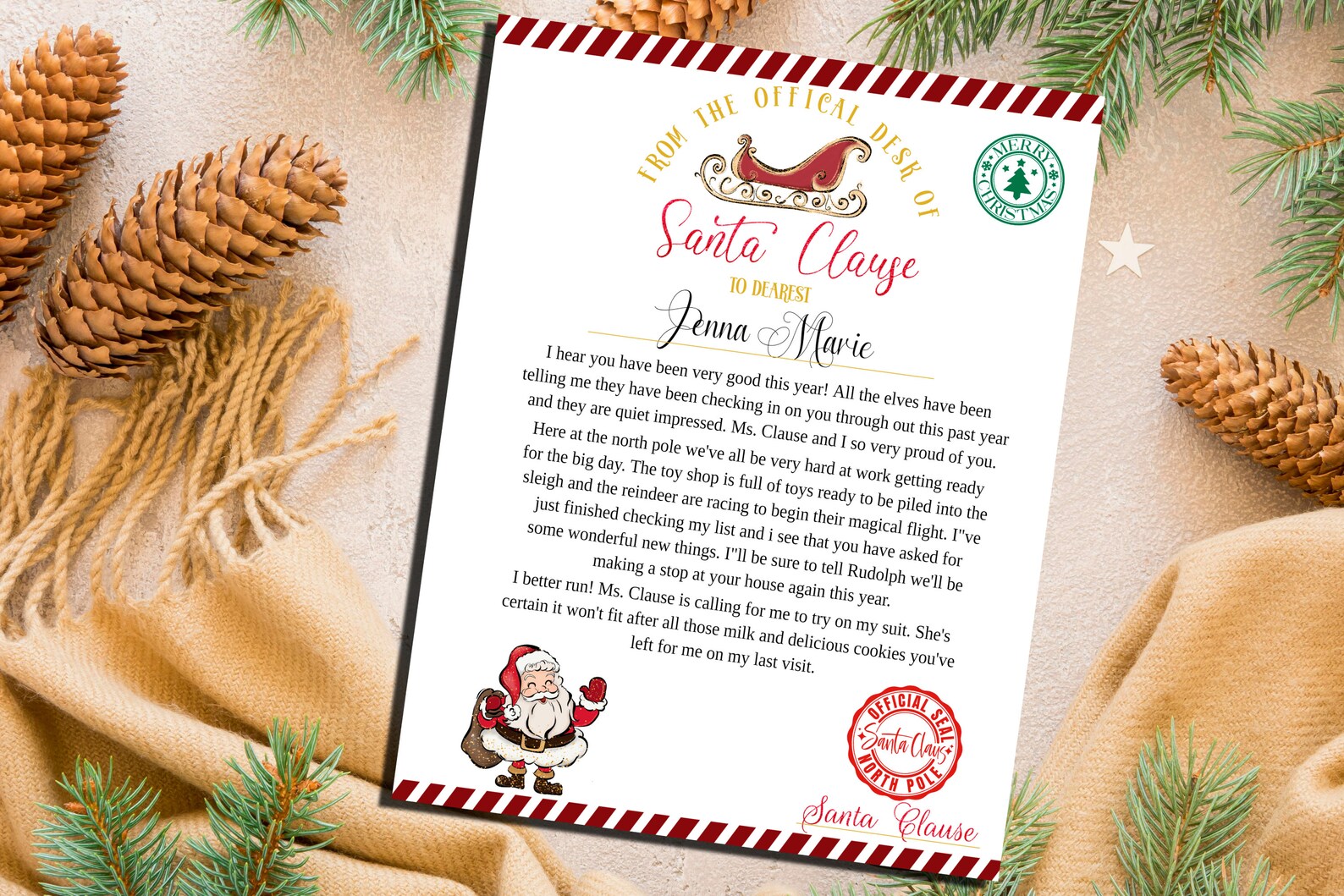 Editable Letter From Santa Letter From Santa Template Nice - Etsy