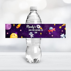Outer Space Water Bottle Label Template Space Girl Drink Label ...