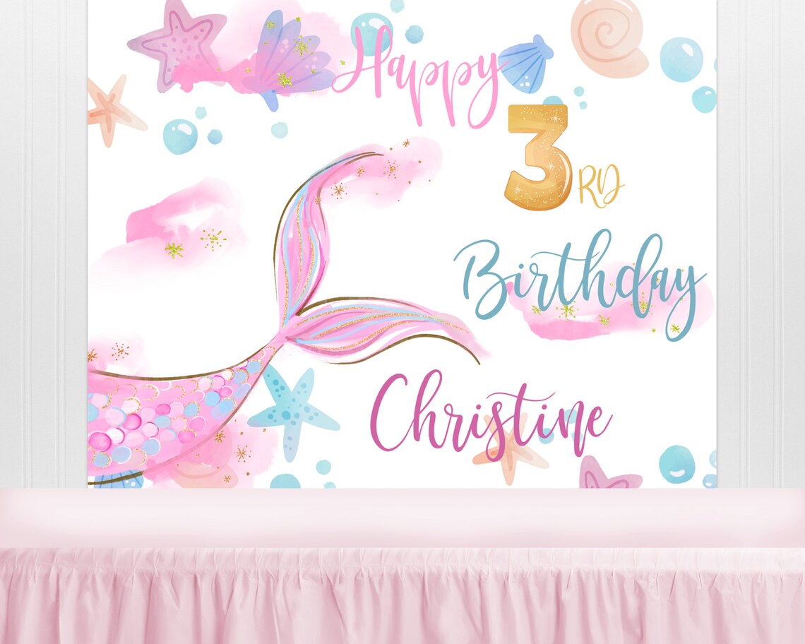 Kids Mermaid Birthday Backdrop Mermaid Party Banner Party - Etsy