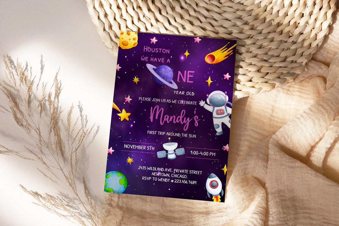 Outer Space Birthday Invitation Template Printable Space Girl Party ...