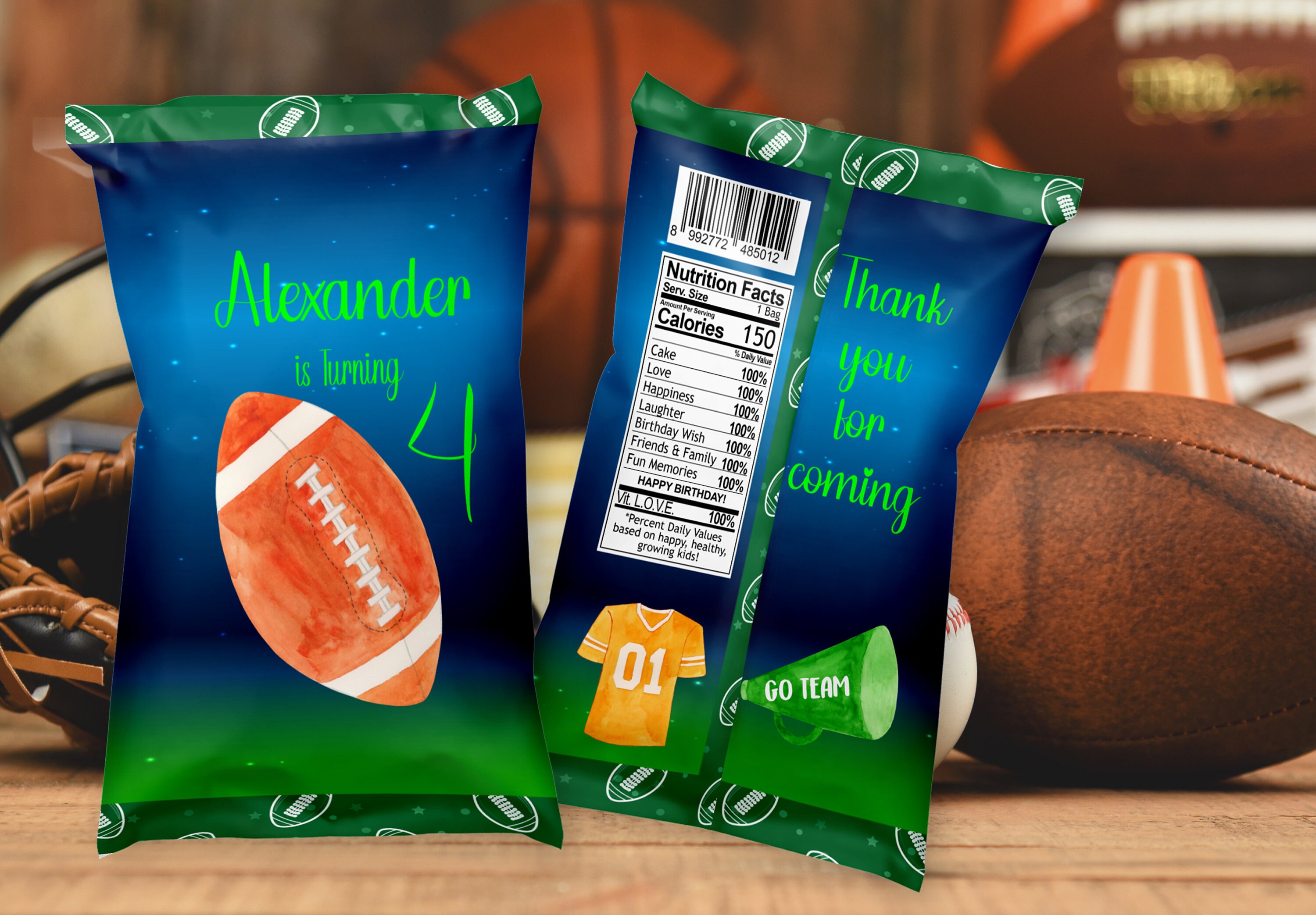 Editable Football Chips Bag Football Treat Bag Label Sports | Etsy