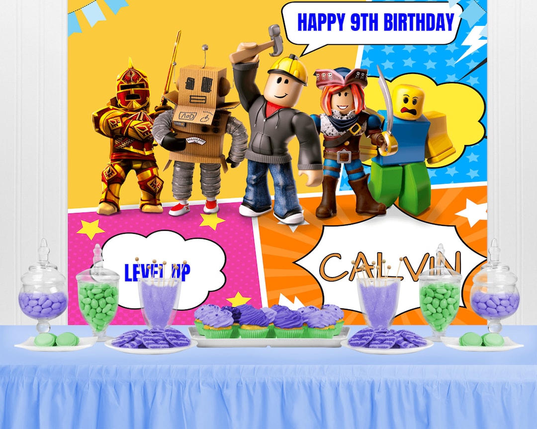 Roblox Birthday Backdrop Boys Roblox Party Banner Roblox Wall ...