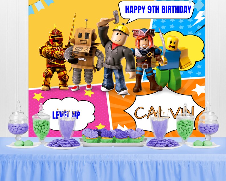 Roblox Birthday Backdrop Boys Roblox Party Banner Roblox Wall ...