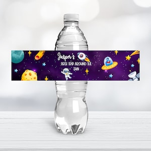 Outer Space Water Bottle Label Template Space Boy Drink Label Astronaut ...