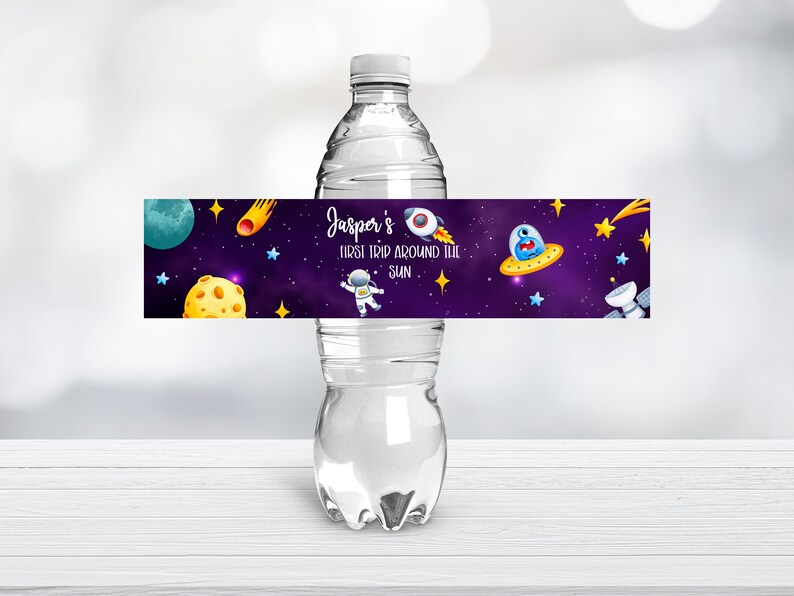 Outer Space Water Bottle Label Template Space Boy Drink Label Astronaut ...