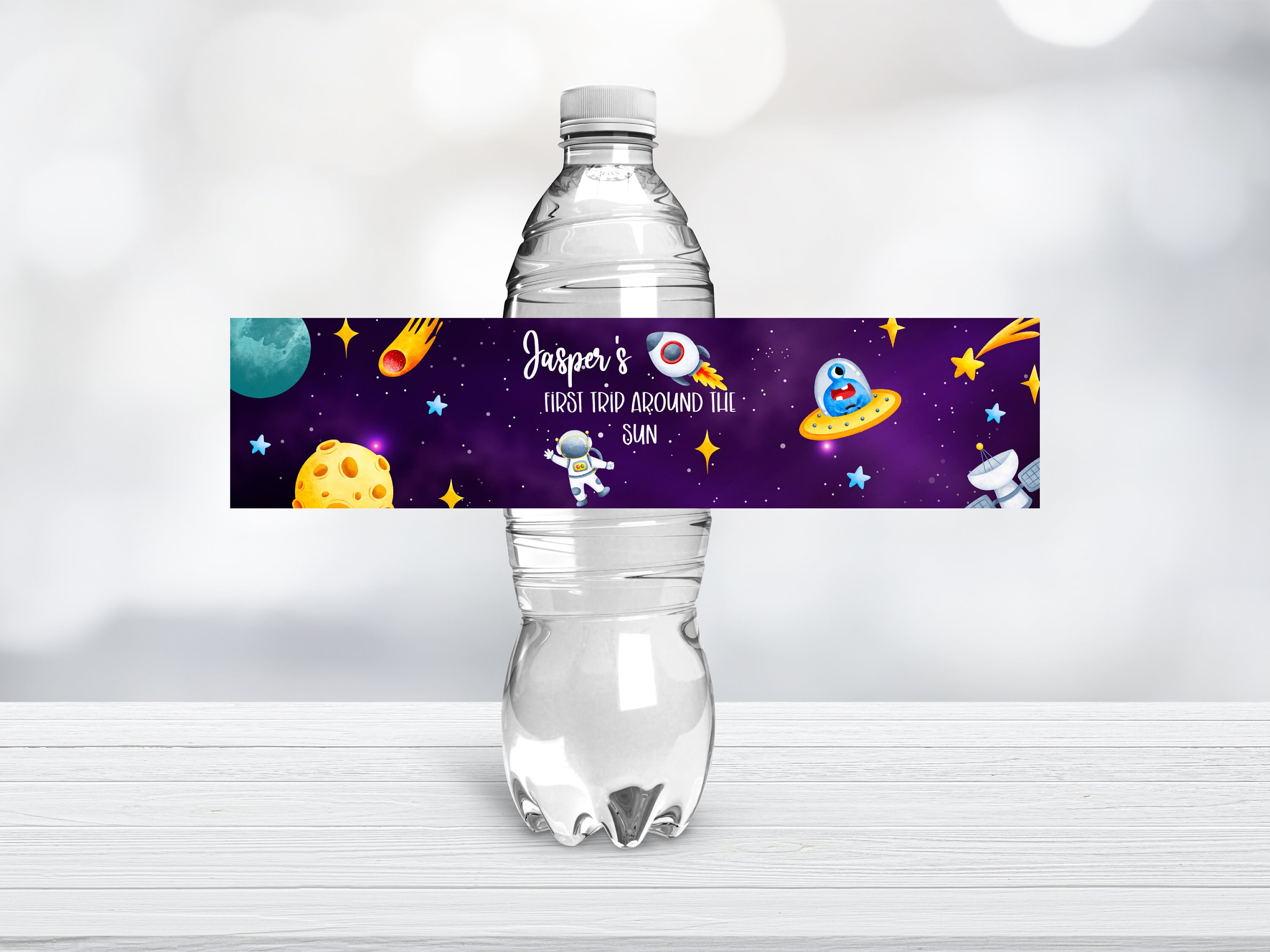 Outer Space Water Bottle Label Template Space Boy Drink Label Astronaut ...