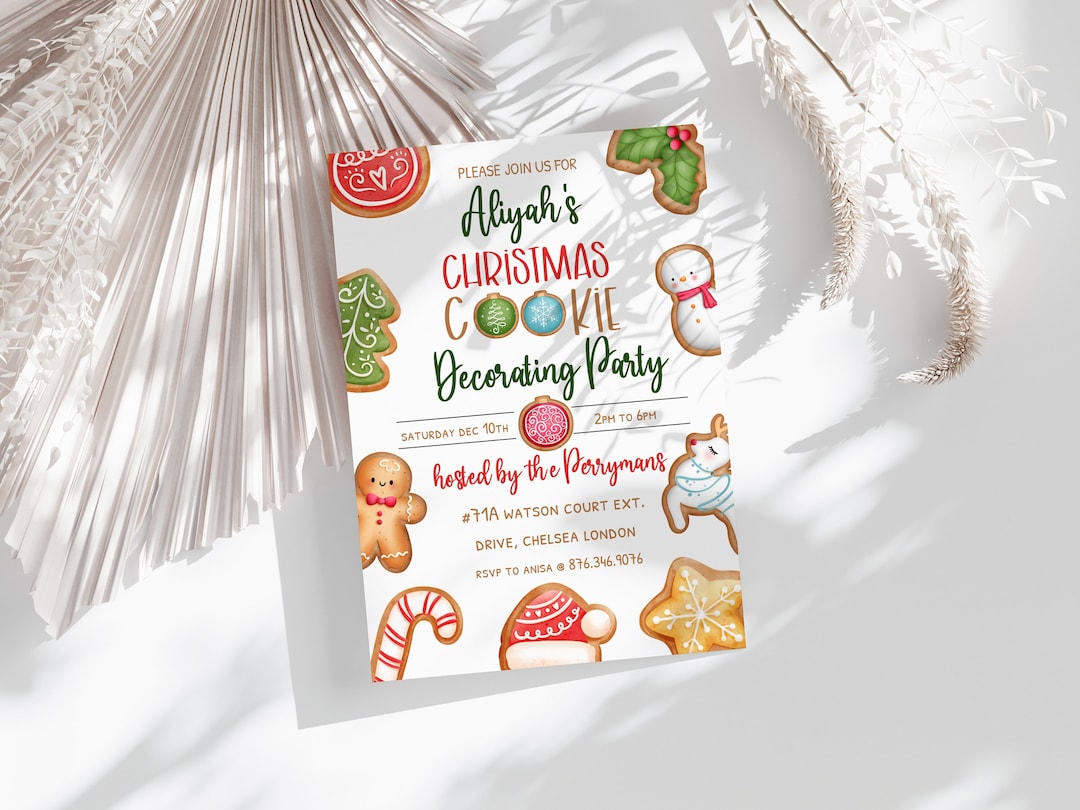 Christmas Cookie Decorating Invitation, Editable Cookie Party ...
