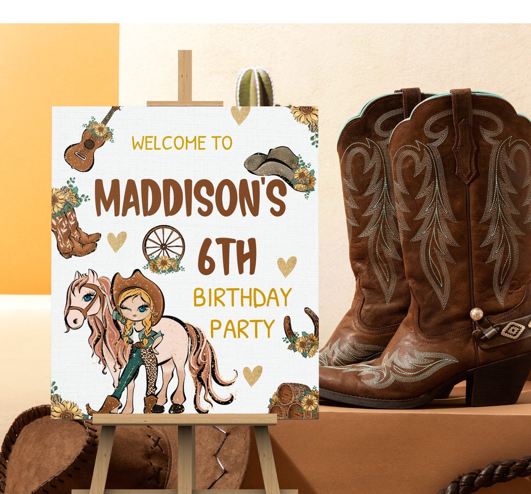 Cowgirl Welcome Banner, Cowgirl Welcome Board, Kids Printable Welcome ...