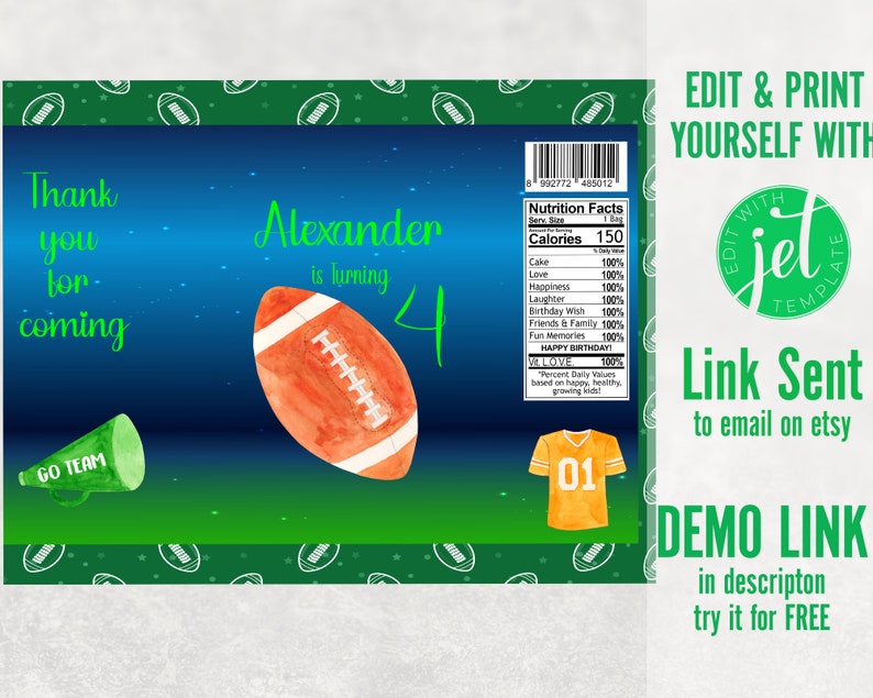 Paper, Party & Kids Party Favor Bags Party & Gifting Sports Chip Bag ...