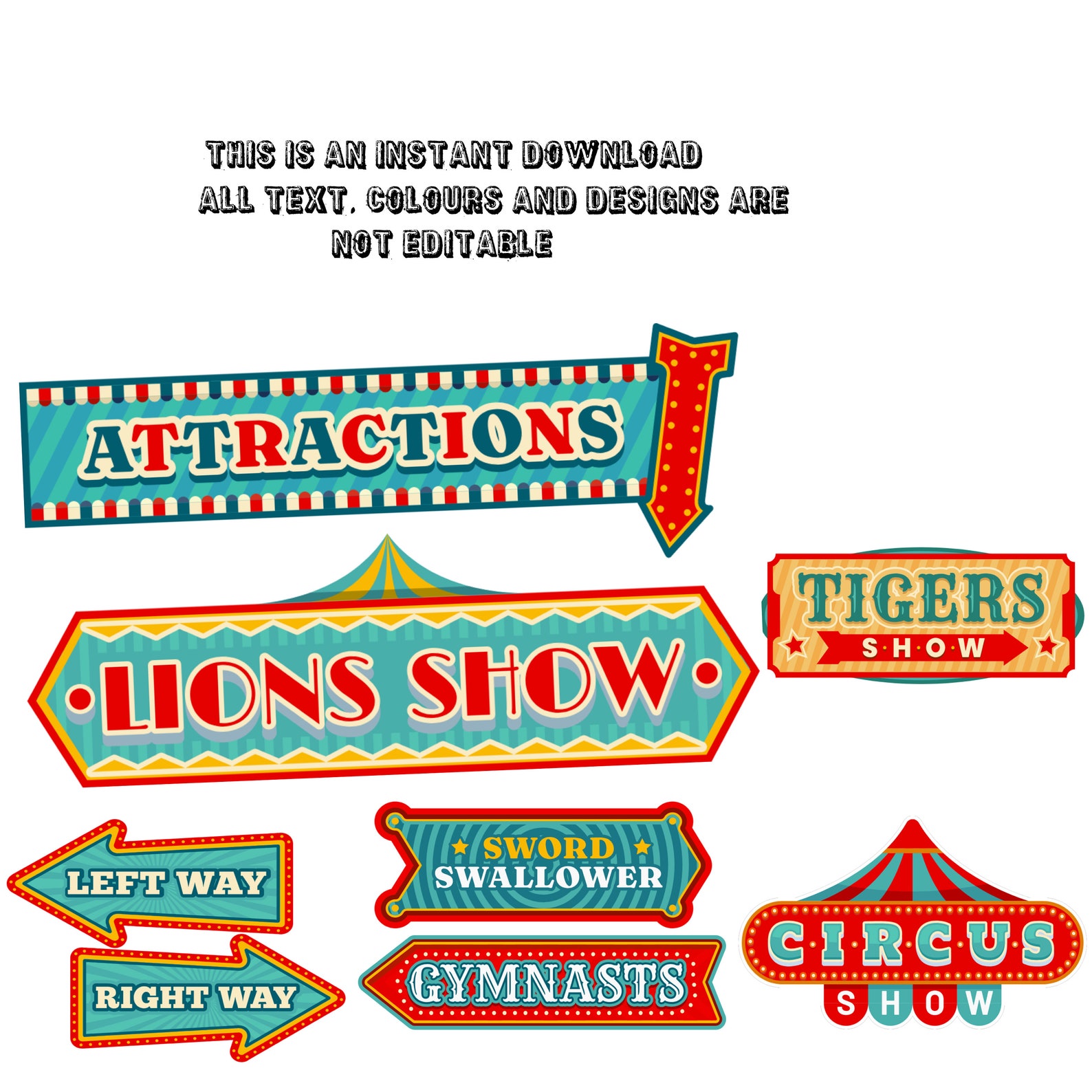 Circus Party Directional Sign, Circus Birthday, Sword Birthday, Lion ...