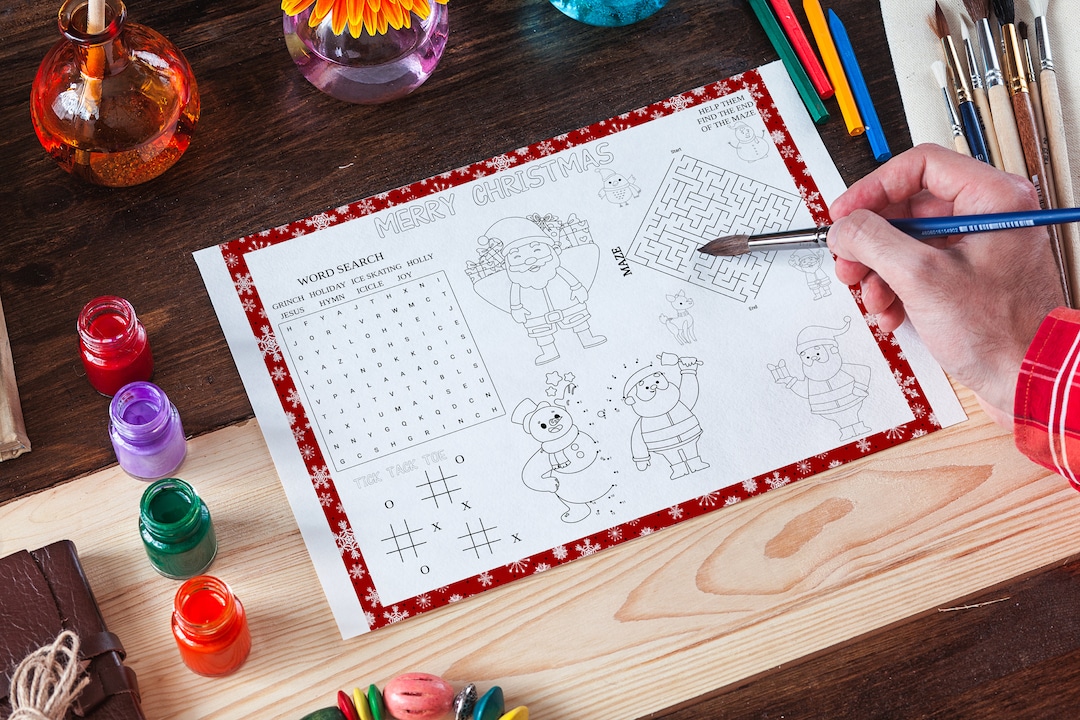 Christmas Activity Placemat, Christmas Colouring Page, Christmas ...