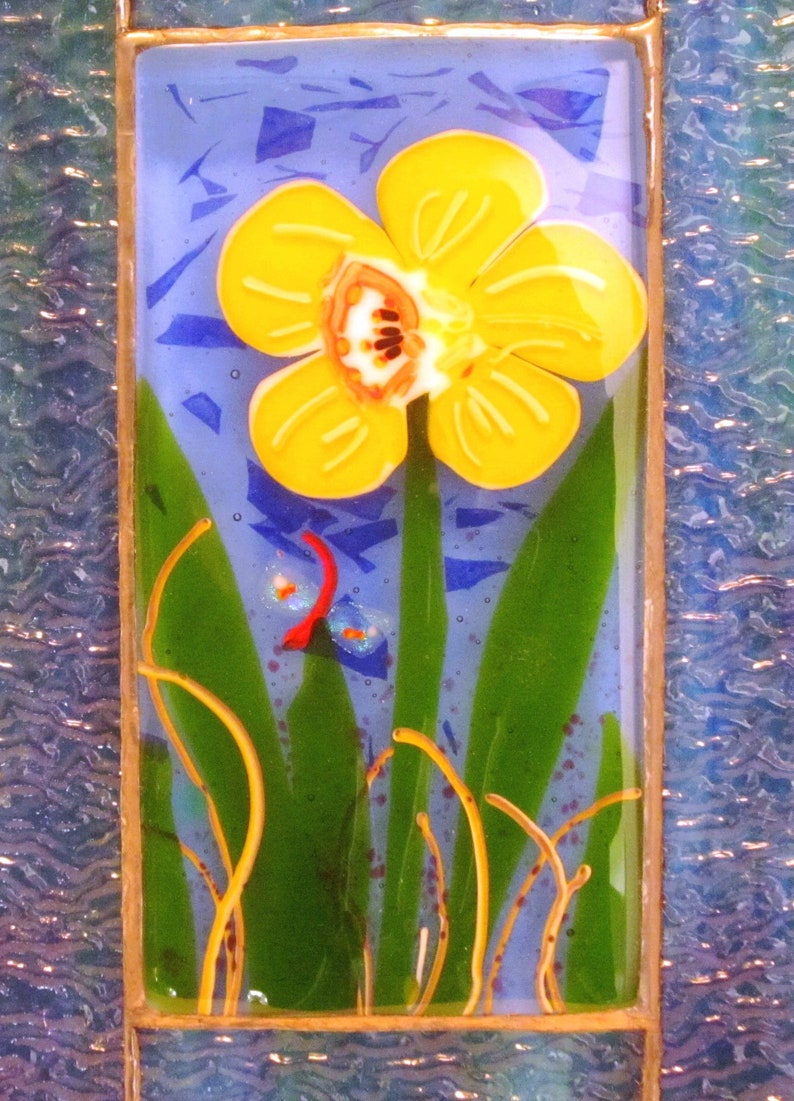 Spring Daffodil in Fused Glass Panel Set in Stained Glass One - Etsy