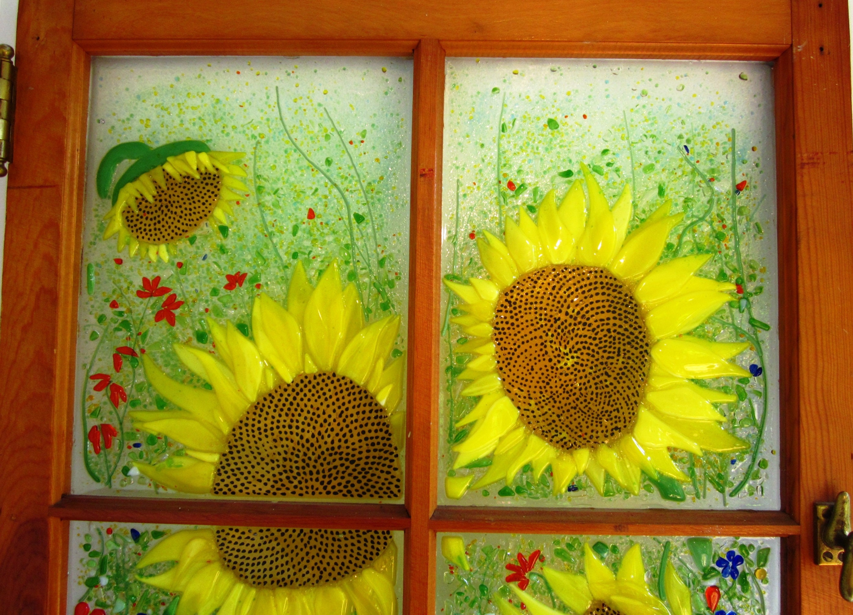 Sunflower Garden Fused Glass Window Hand Made and One of a - Etsy