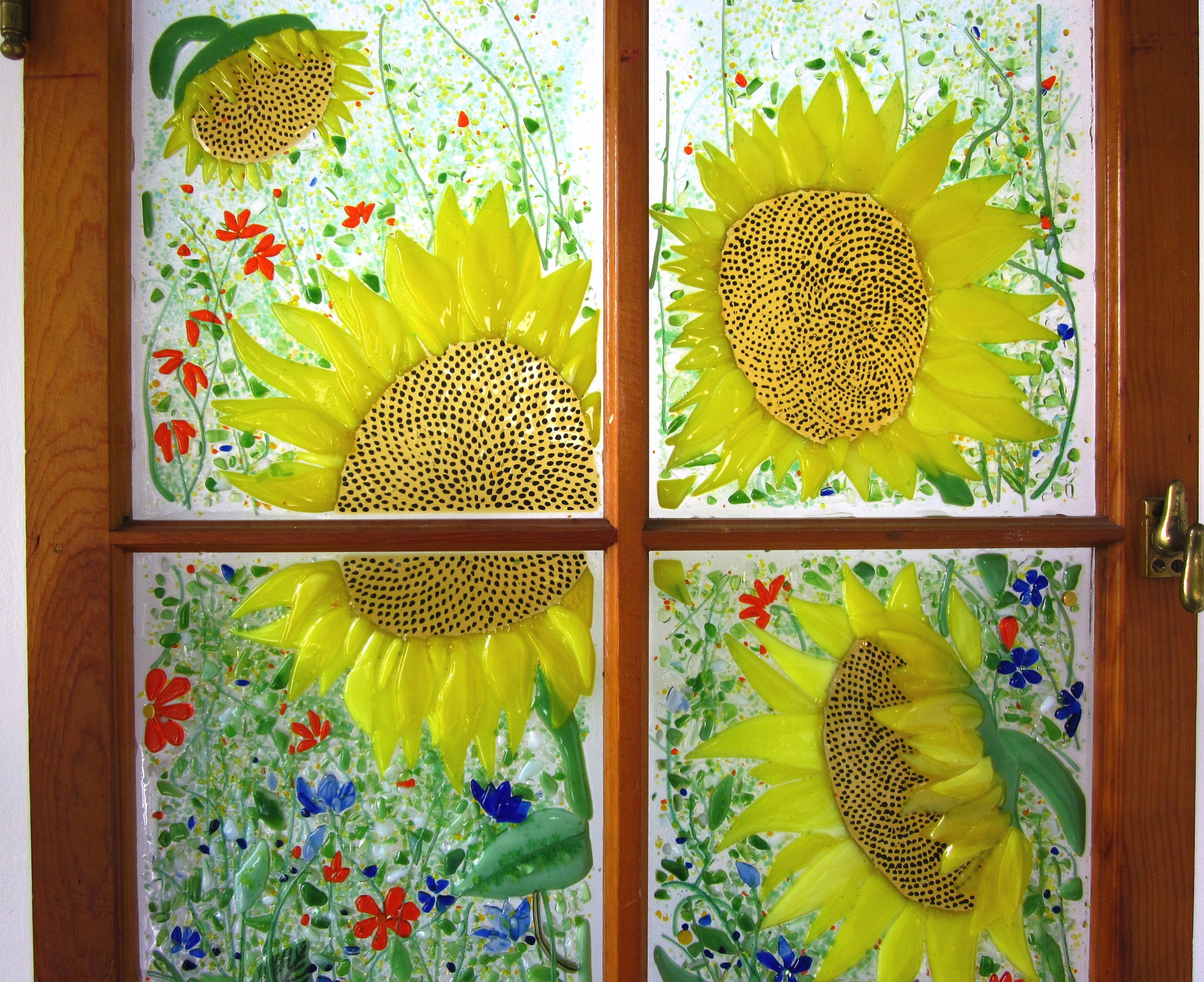 Sunflower Garden Fused Glass Window Hand Made and One of a - Etsy