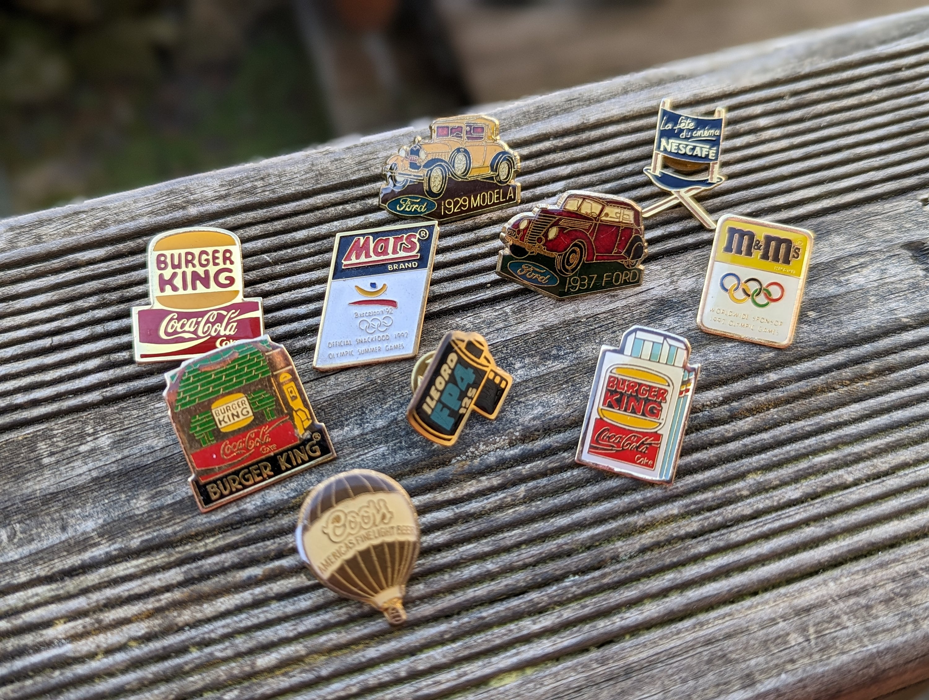 Various Vintage Advertising Pin Badges, Ford, Mars, M&ms, Burger King ...