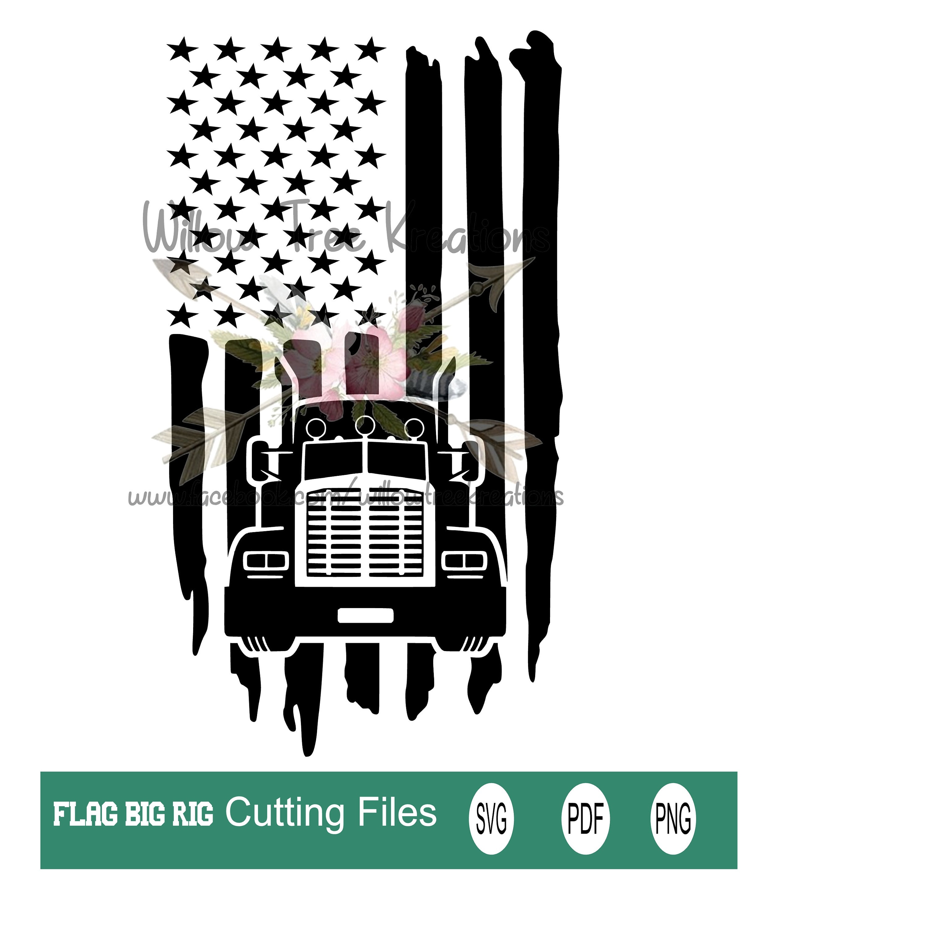 Big Rig With Flag/svg/png | Etsy