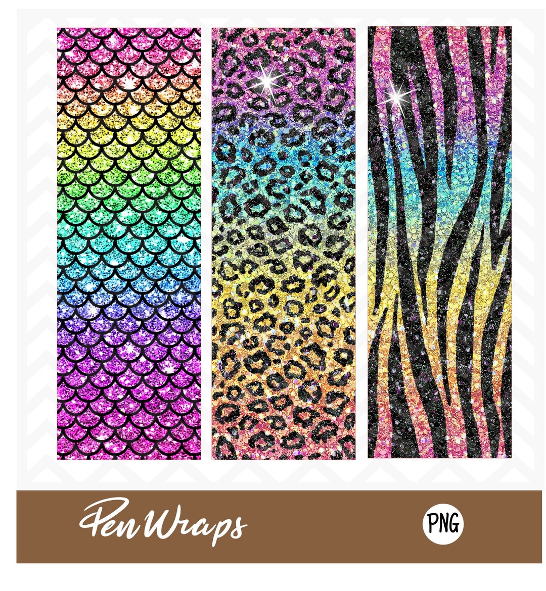 Rainbow Glitter Animal Print Pen Wraps/png/digital/instant Download - Etsy