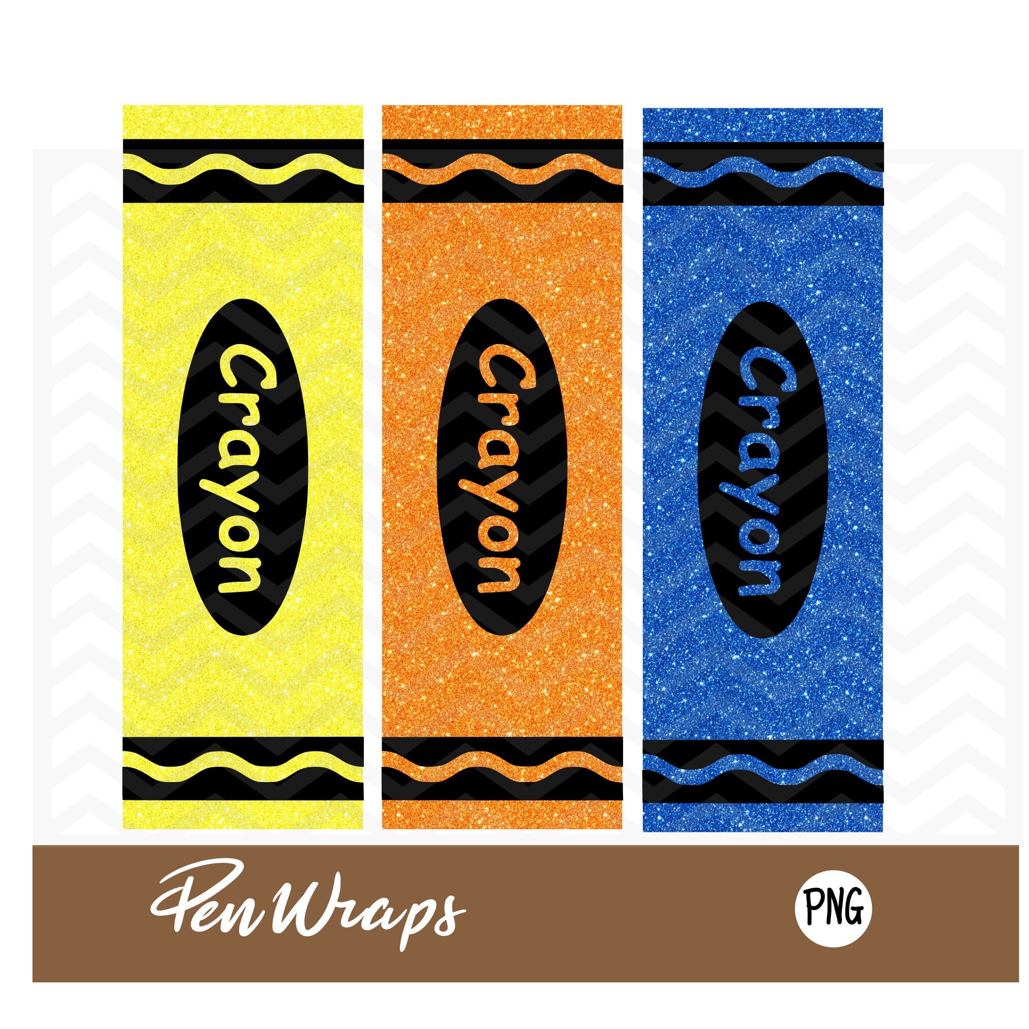 Glitter Crayon Pen Wraps/png/digital/waterslide - Etsy