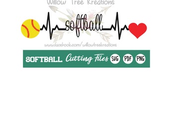 Softball Heart Beat Svg - Etsy