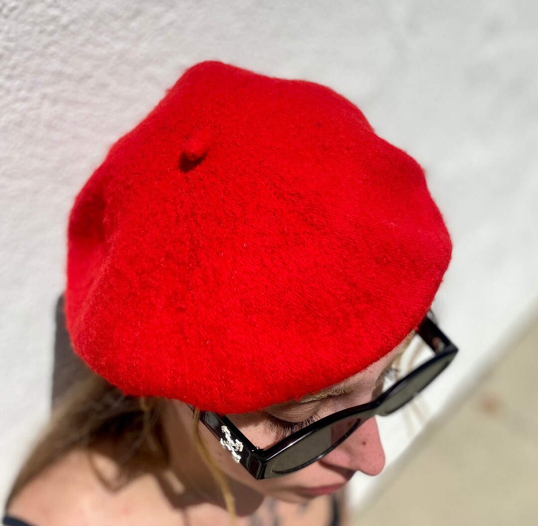 Vintage Red Beret Wool Hat, Wool Hat, Vintage Hat, Vintage Beret ...