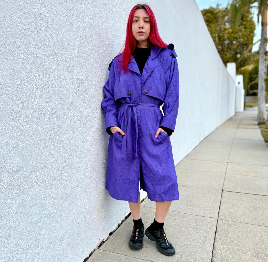 Vintage 80s/90s Purple Trench Coat, Long Lightweight Trench, Classic ...