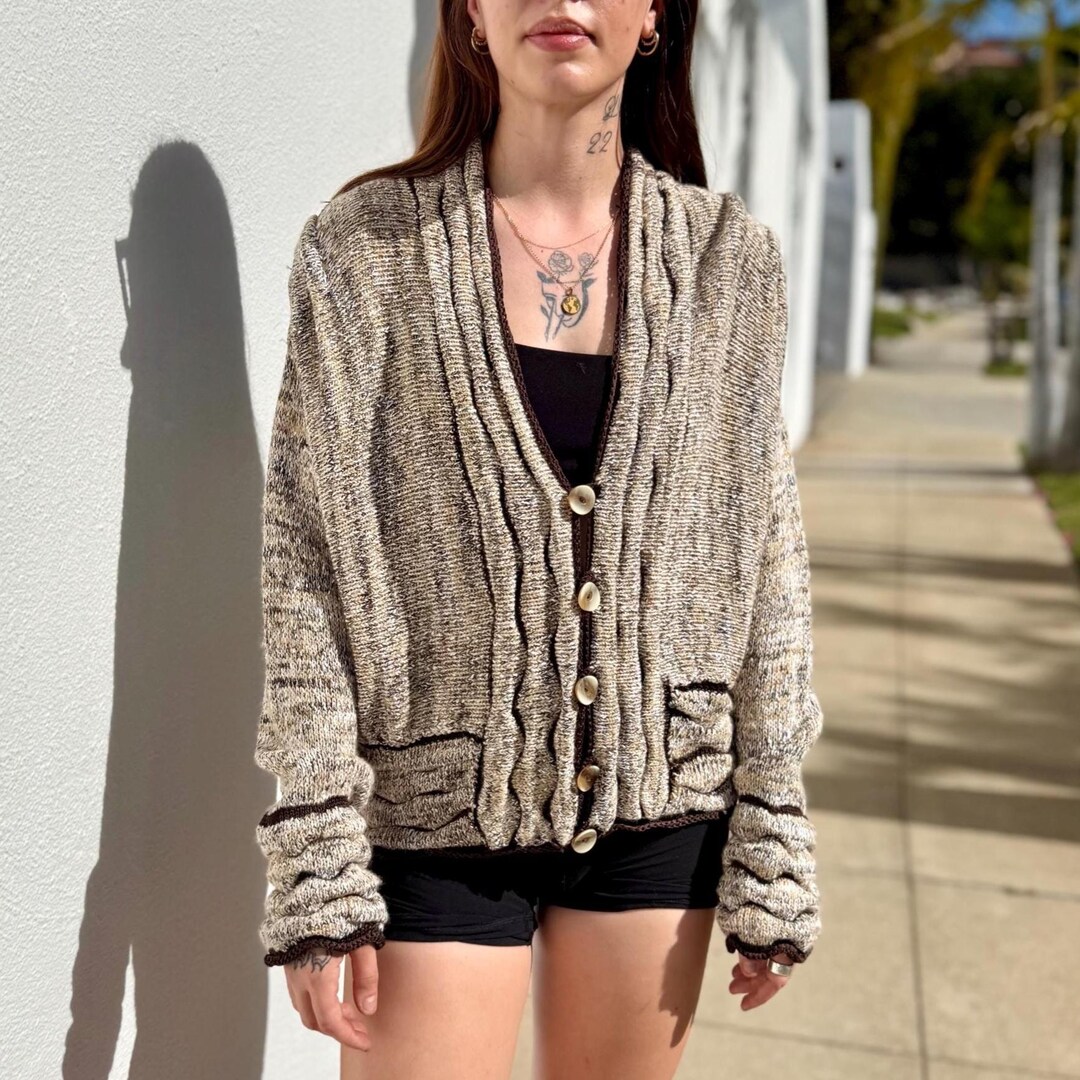 Vintage 60s Chunky Cardigan, Boxy Vintage Sweater, Vintage Jumper ...