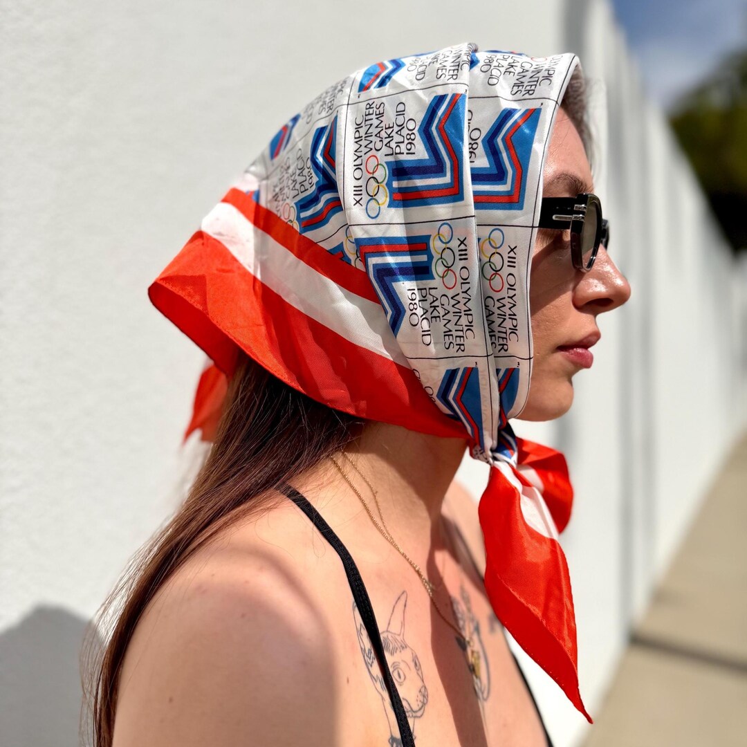 Vintage 1980s Olympic Scarf, XIII Olympic Winter Gamers Lake Placid Souvenir Scarf, Collectible ...