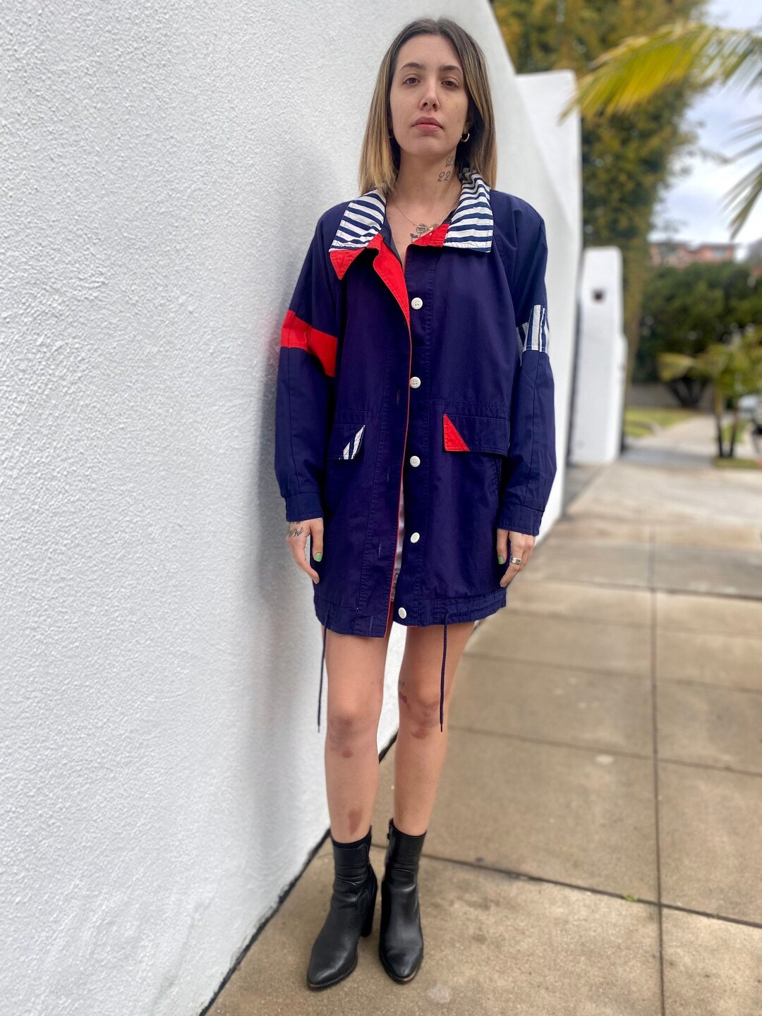 Vintage 90s Nautical Inspired Parka Jacket, Lightweight Spring Jacket ...