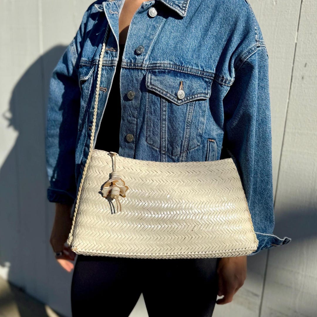 Vintage Saks Fifth Avenue Woven Straw Purse | Cream Crossbody Bag - Etsy