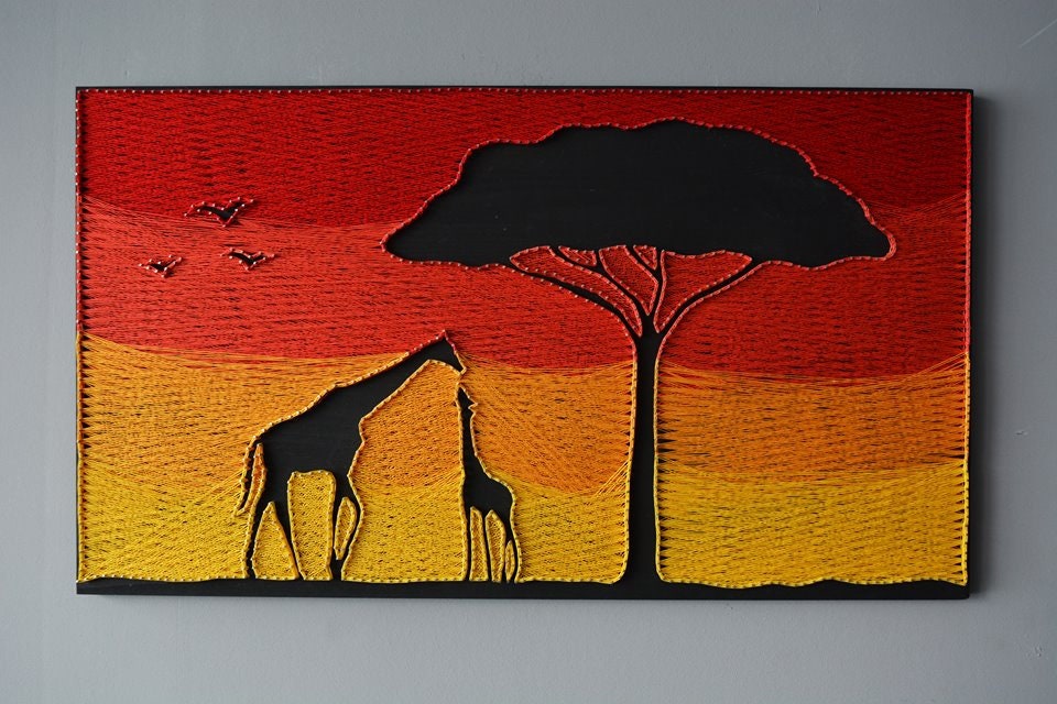 String Art Giraffe Wall Art Giraffe Home Decor Safari Nursery | Etsy