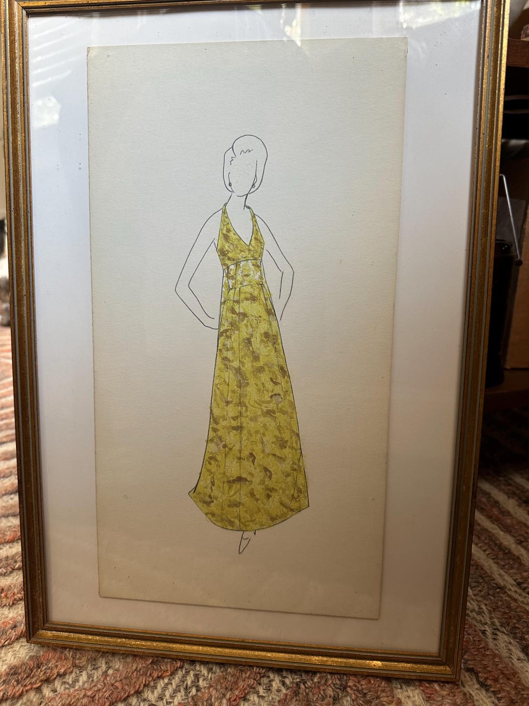 1966 MCM Original Signed Pencil and Paint Fashion Illustration - Etsy