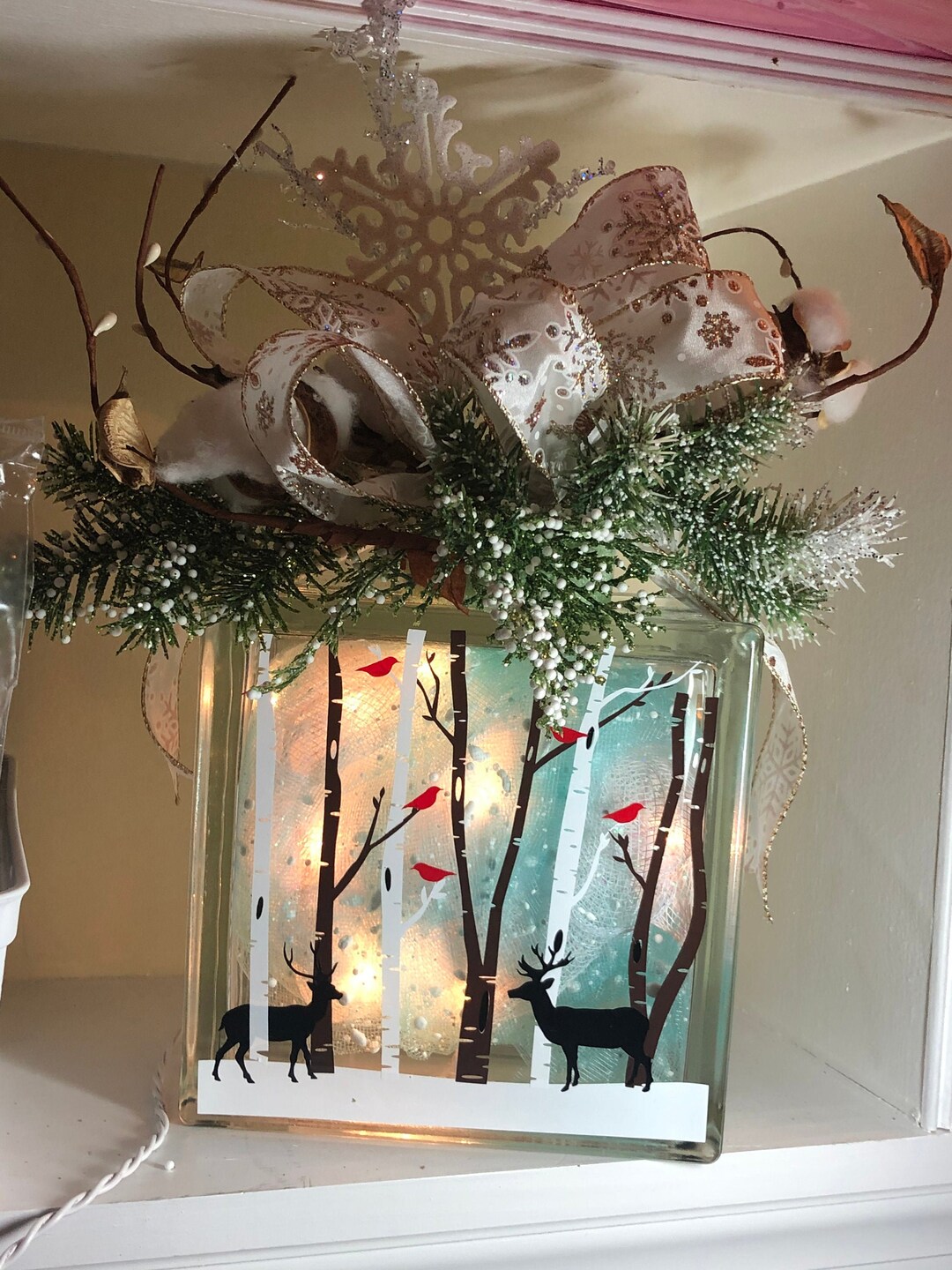 Winter Theme Light Box, Birch Trees, Cardinals,deer, Night Lights - Etsy