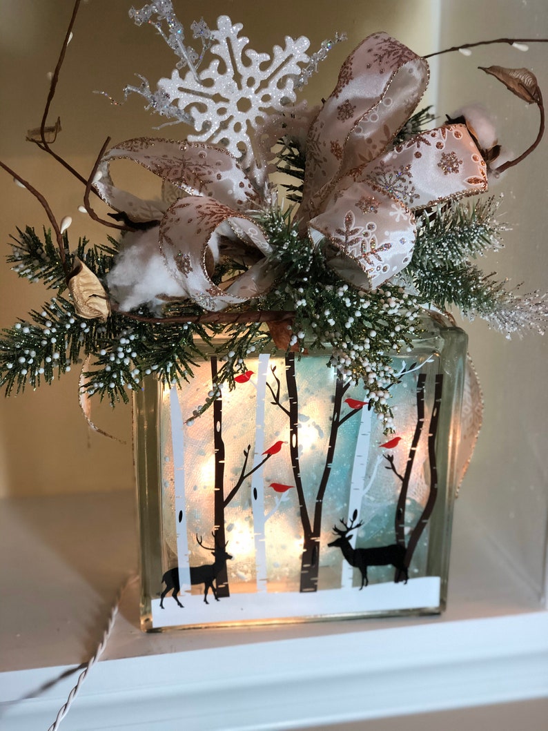 Winter Theme Light Box, Birch Trees, Cardinals,deer, Night Lights - Etsy