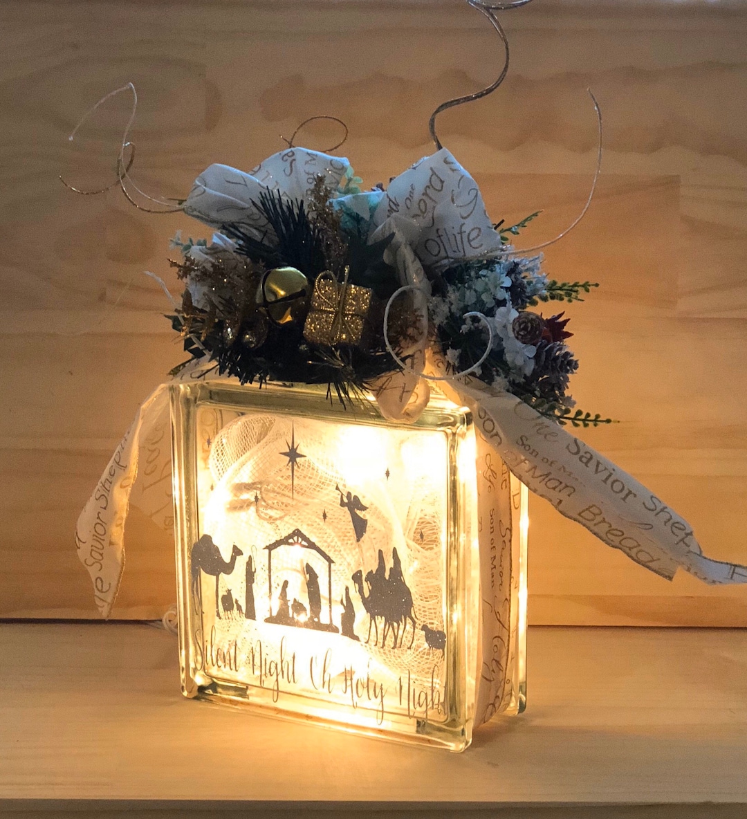 Nativity Scene Christmas Lighted Glass Box - Etsy