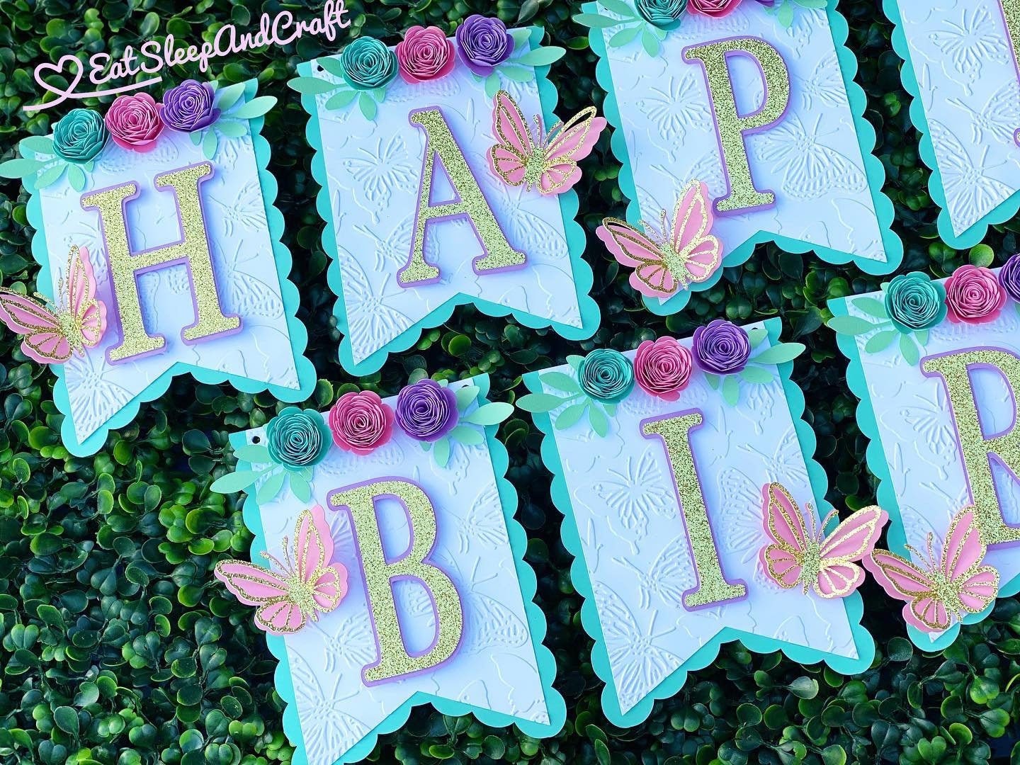 Butterfly Banner Butterfly Birthday Decorations Floral - Etsy